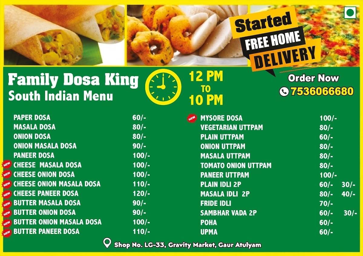 Menu at Family Dosa King, Greater Noida, LG