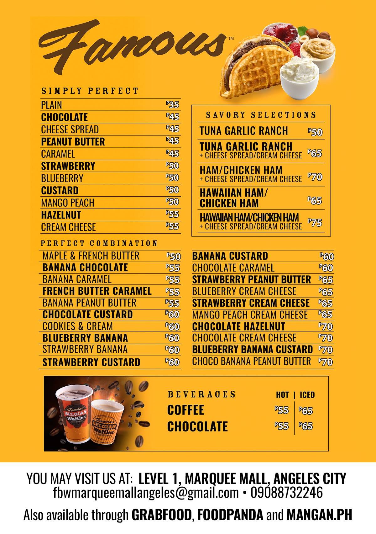 Carta del restaurante Famous Belgian Waffles - SM City Grand Central ...