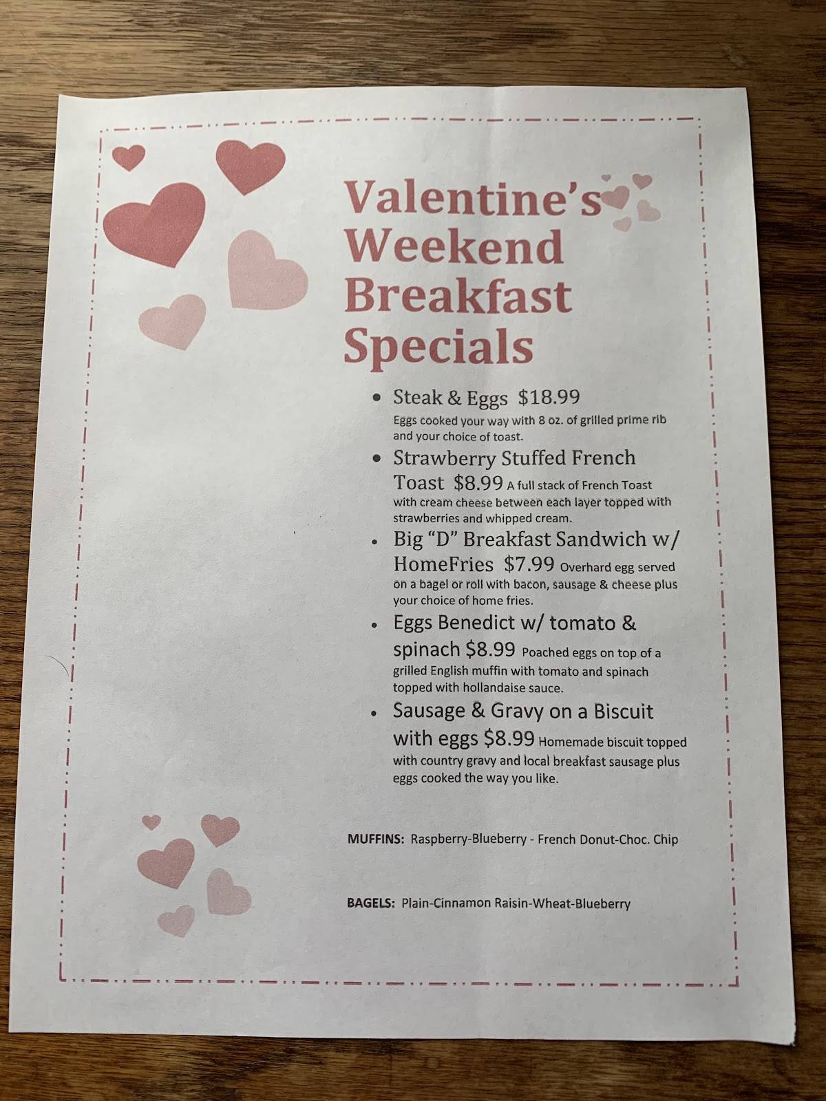 Menu at Farmington Diner restaurant, Farmington