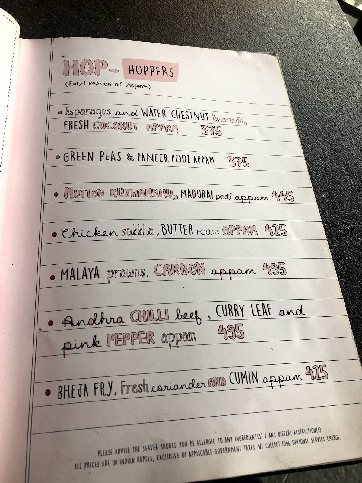 Menu at Farzi Cafe Hyderabad, Hyderabad