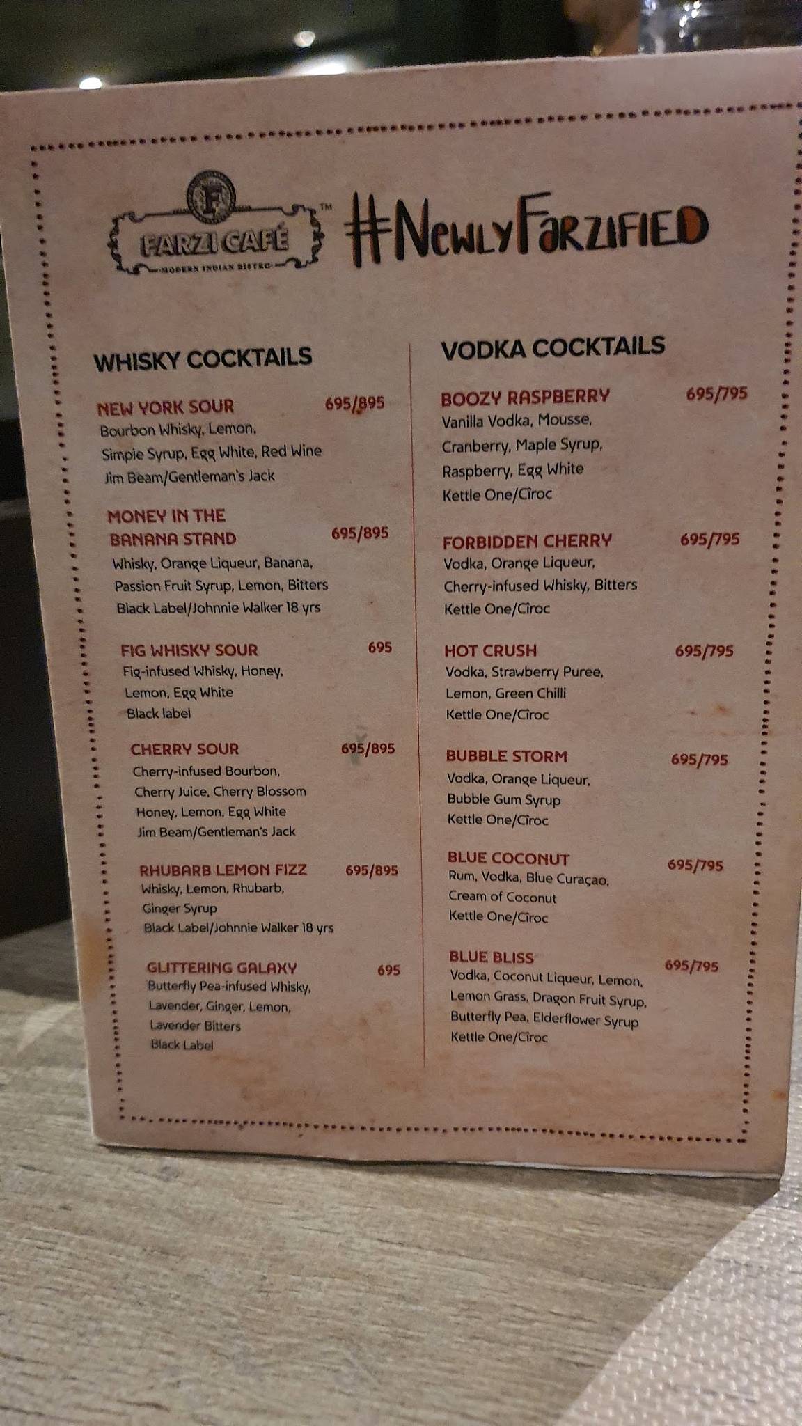 Menu at Farzi Cafe Hyderabad, Hyderabad