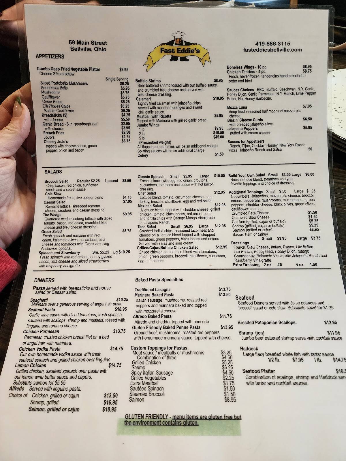 Menu at Fast Eddie's Pizza pizzeria, Bellville