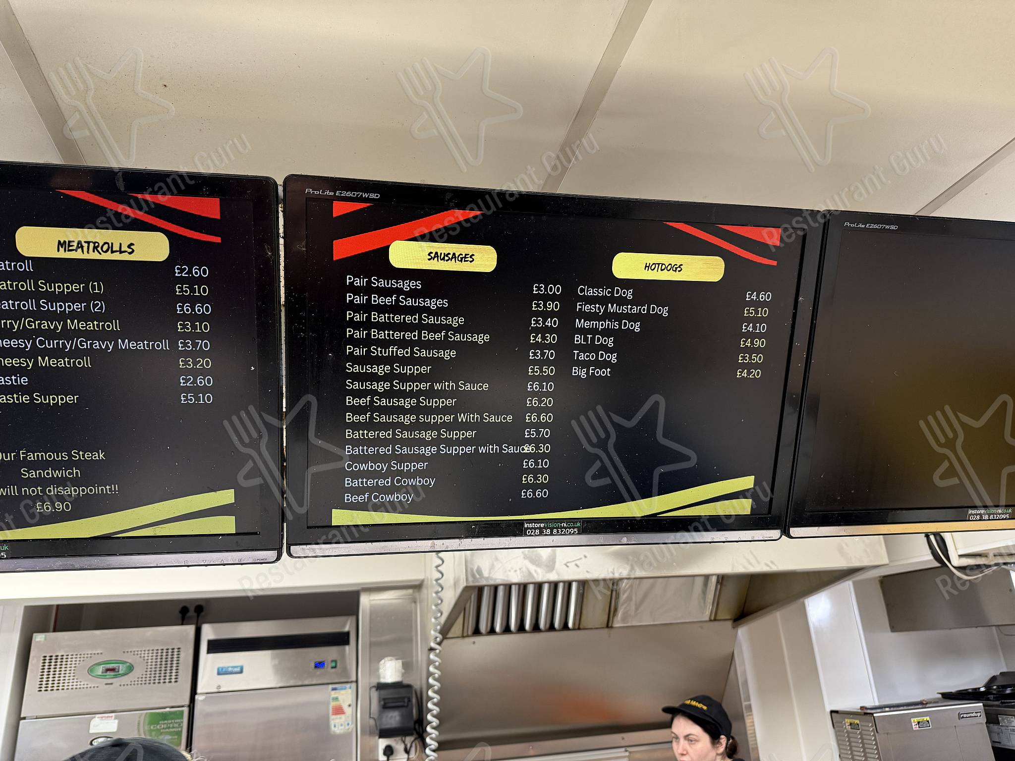Menu at Big Mac's fast food, Dungannon