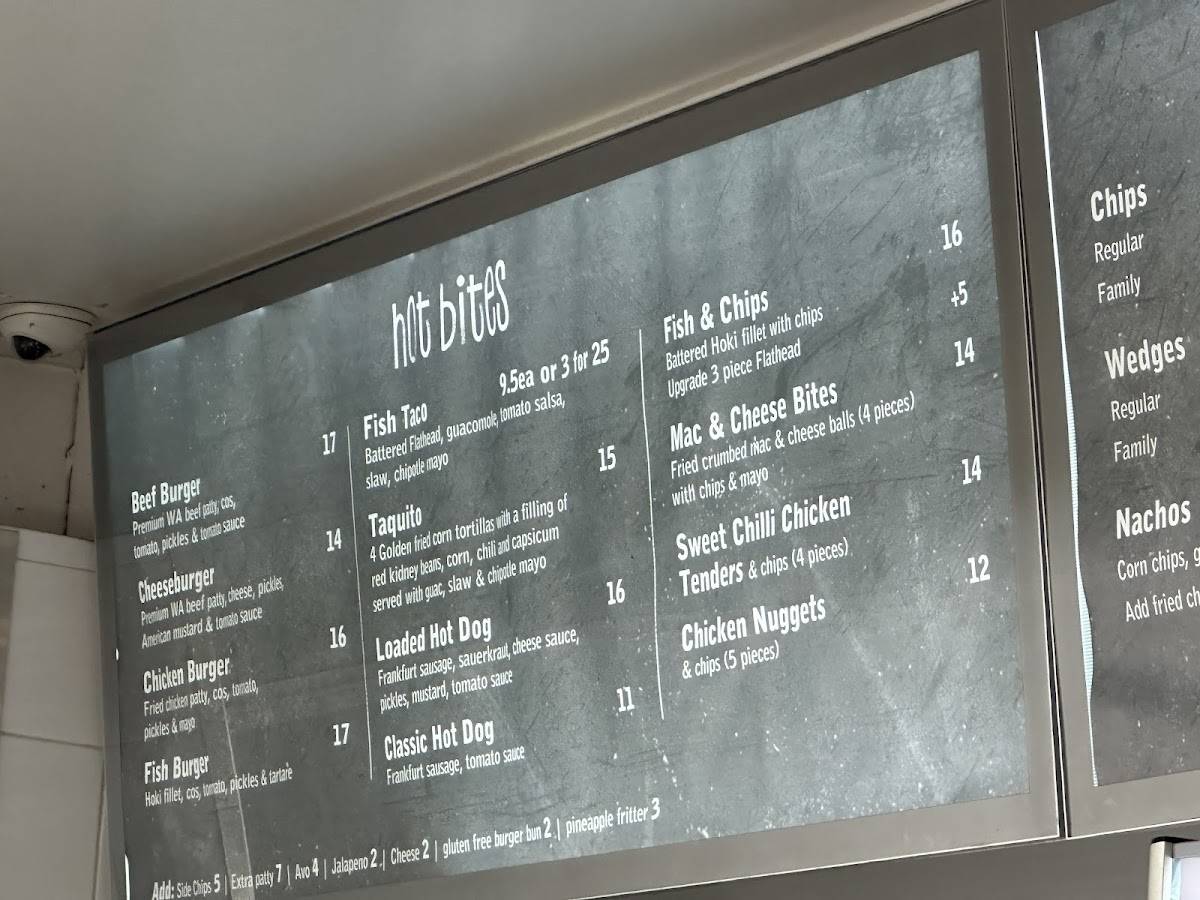 Menu at Botanical Kiosk Kings Park fast food, West Perth, Fraser Ave