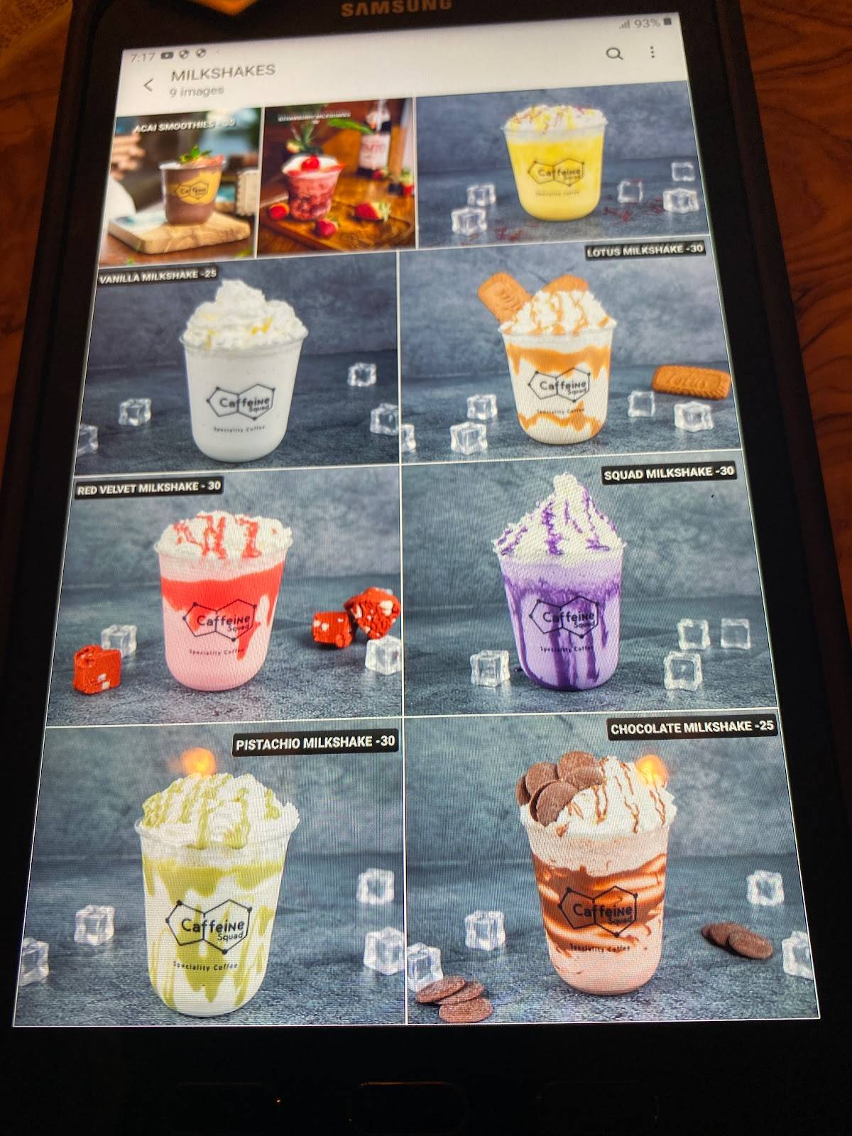 Menu at Caffeine Squad Cafe, Abu Dhabi