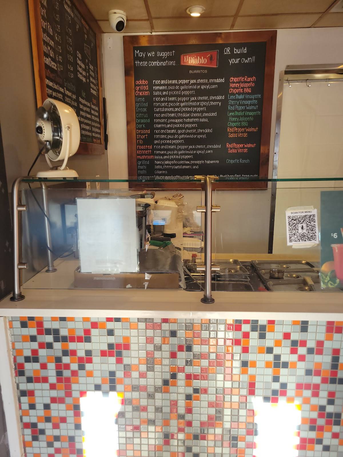 Menu at El Diablo Burritos fast food, Wilmington, 13 Trolley Square