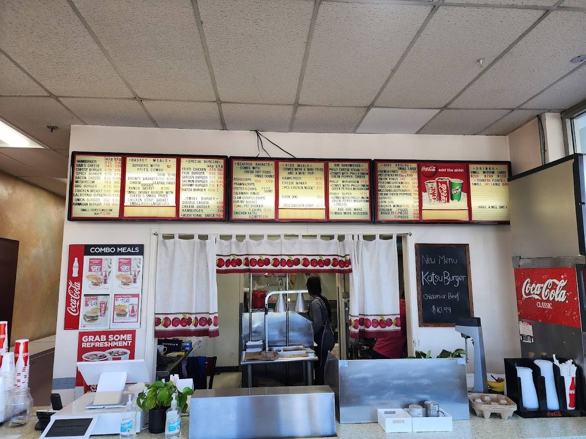 Menu at Han's Burger fast food, Federal Way