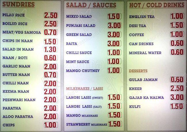 Menu at Kebabish Original restaurant, London, 14 Station Rd