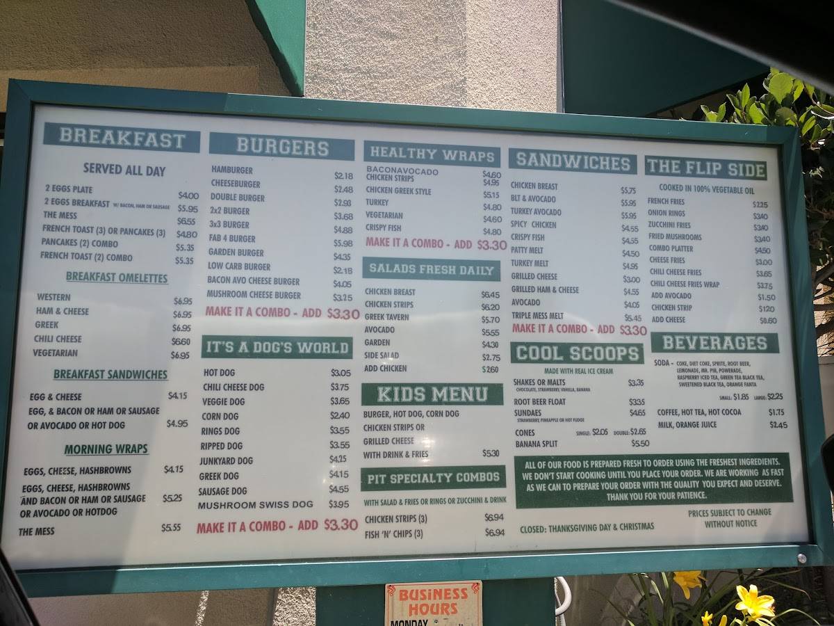 Menu at Money Pit fast food, San Marcos