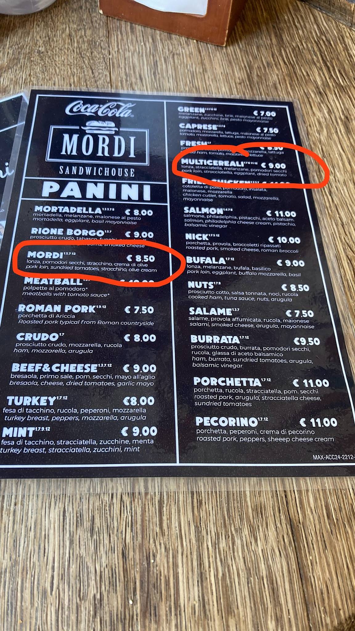 Carta de comida rápida Mordi Sandwichouse, Roma, Borgo Pio