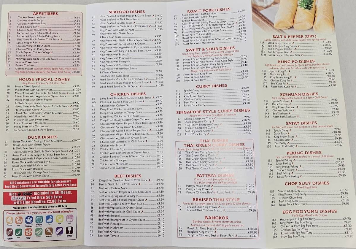 Menu at Royal China fast food, Crieff