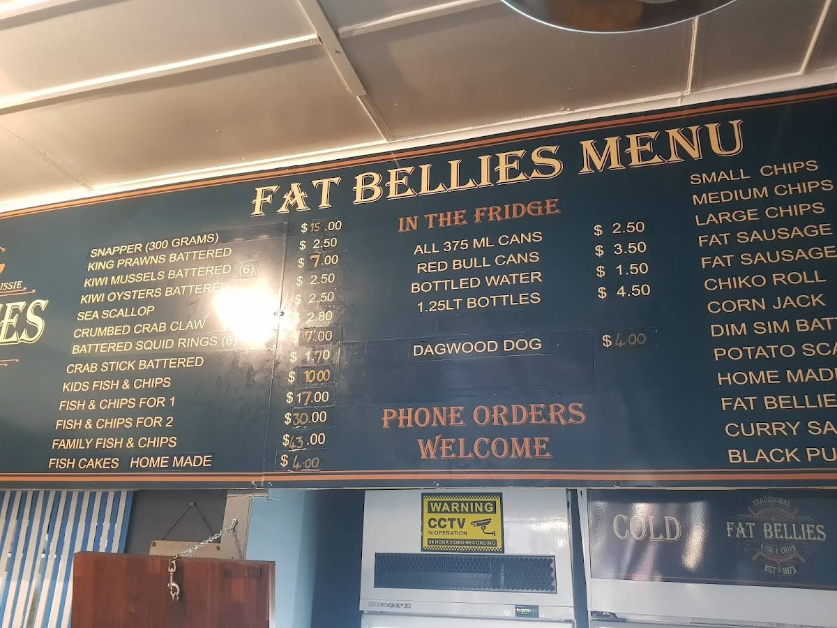 Menu at Fat Bellies Traditional Fish and Chips fast food, Armadale