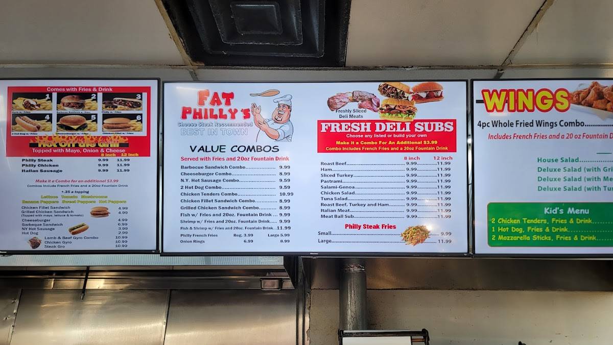 Menu at Fat Philly's restaurant, Norfolk, Azalea Garden Rd