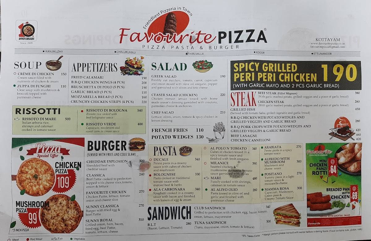Menu at Favourite Pizza, Thiruvalla, Kovoor Building