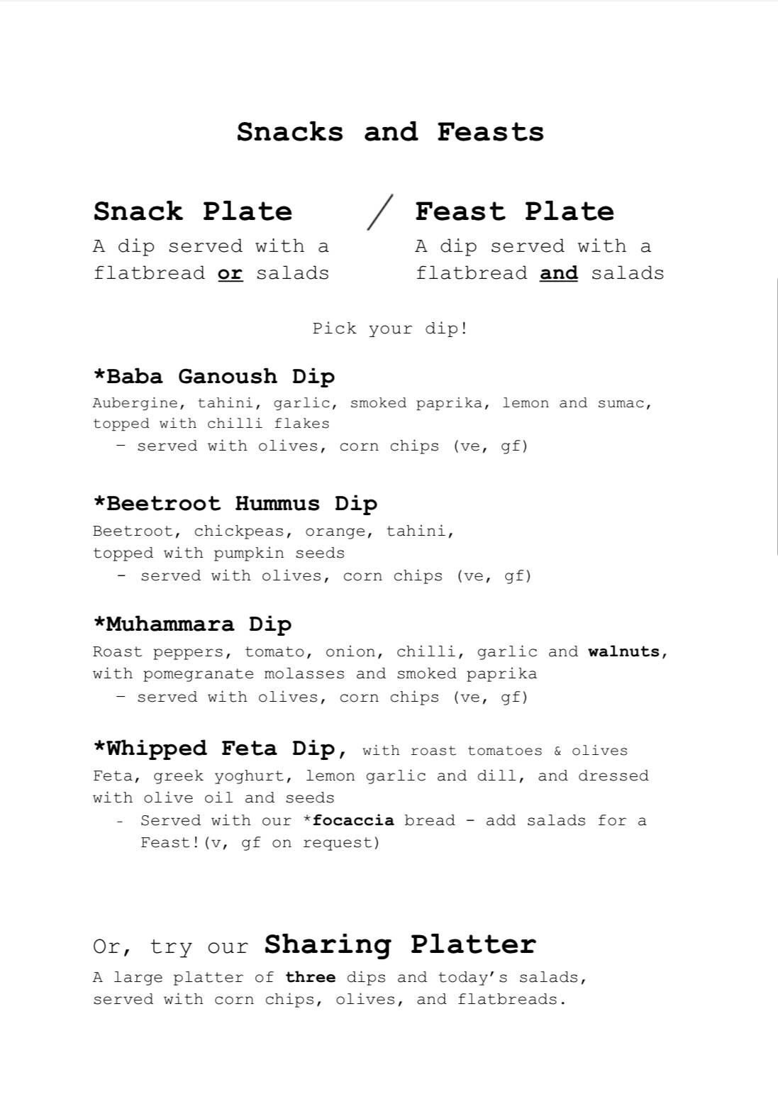Menu at Feast Cafe, Kirkcudbright