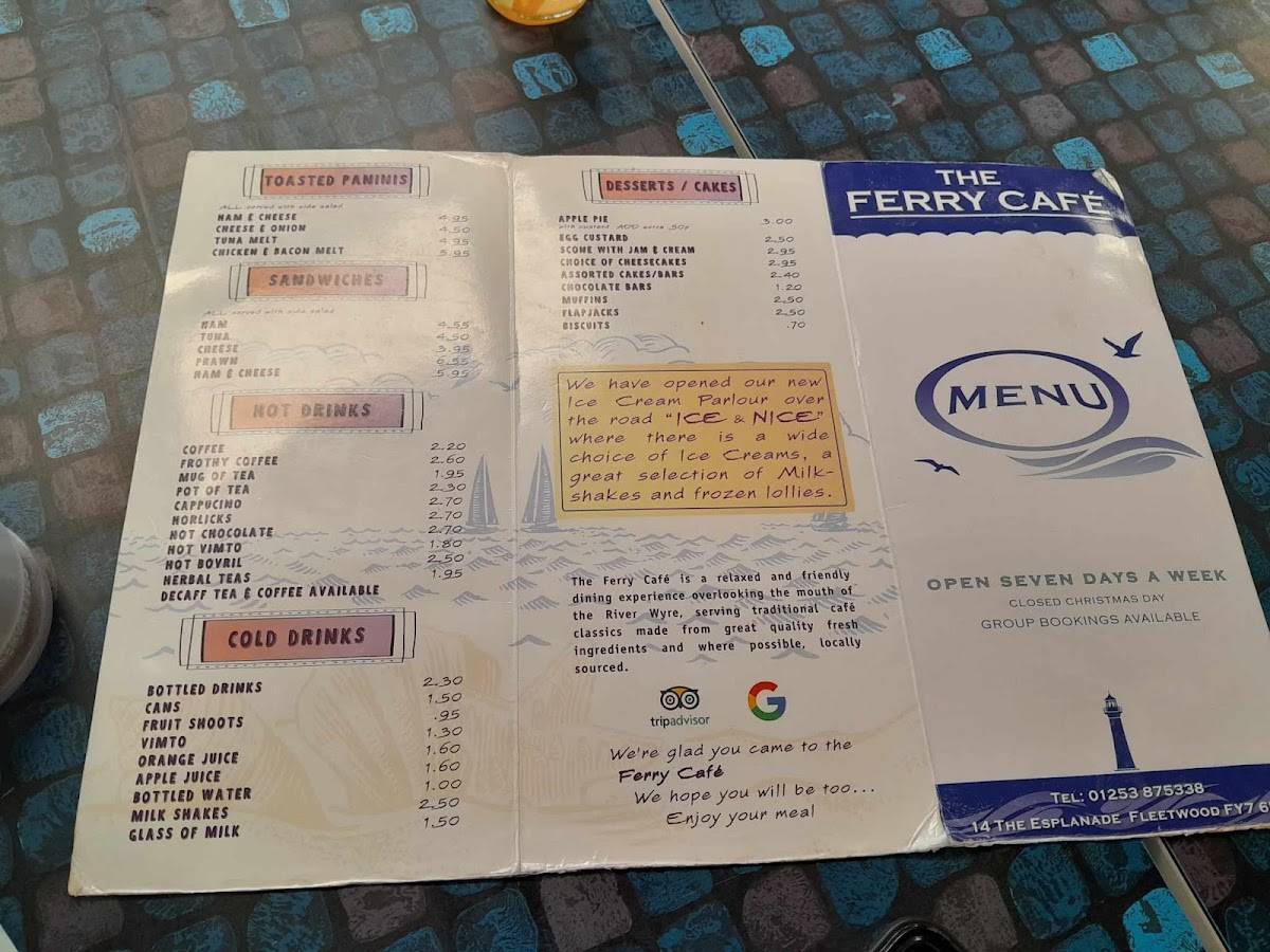 Menu at Ferry Café cafe, Fleetwood