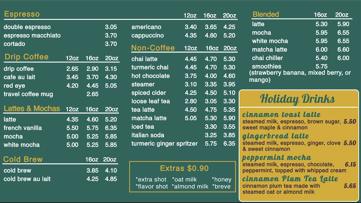Menu at Fiddleheads Coffee BMO Tower, Milwaukee, 790 N Water St