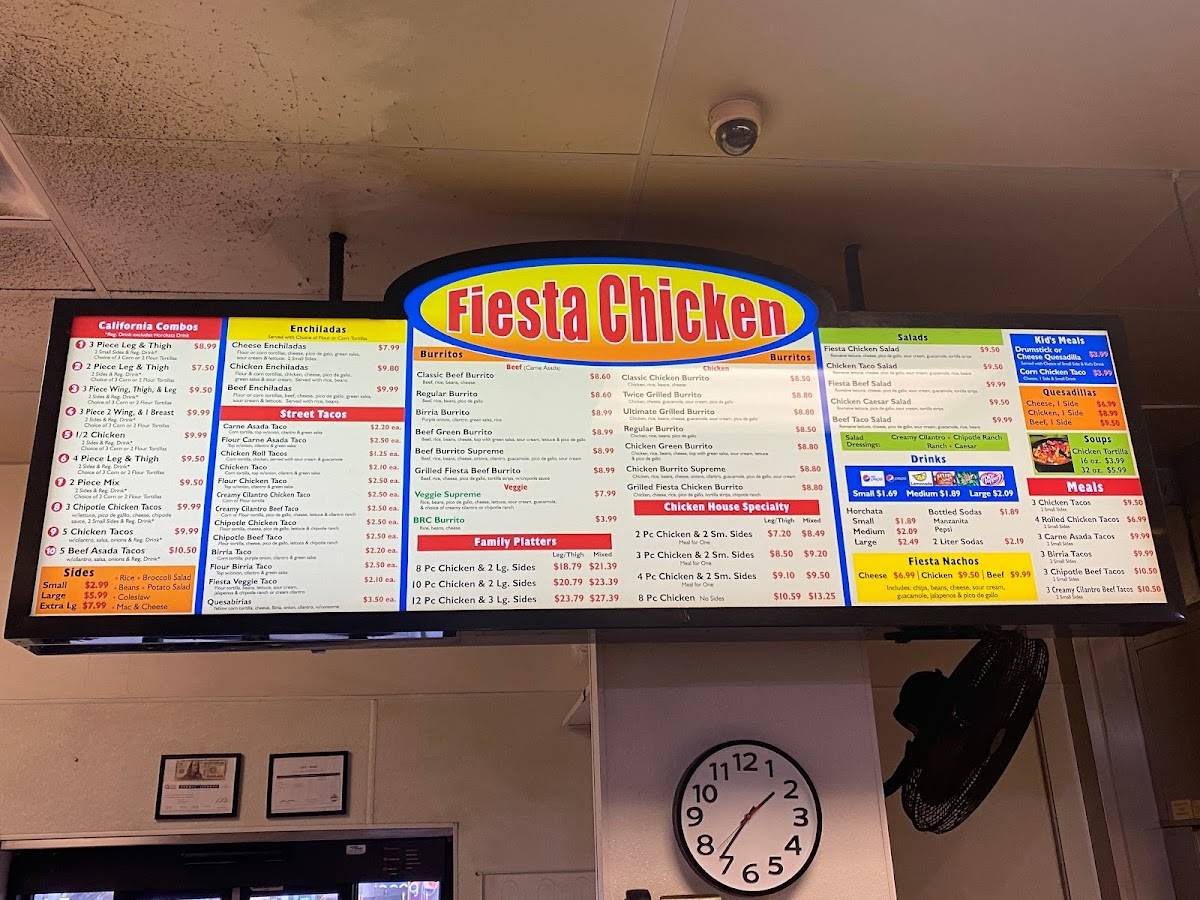 Menu at Fiesta Chicken restaurant, Boise, W Ustick Rd