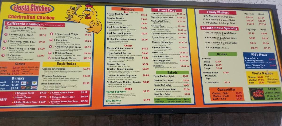 Menu at Fiesta Chicken restaurant, Boise, W Ustick Rd