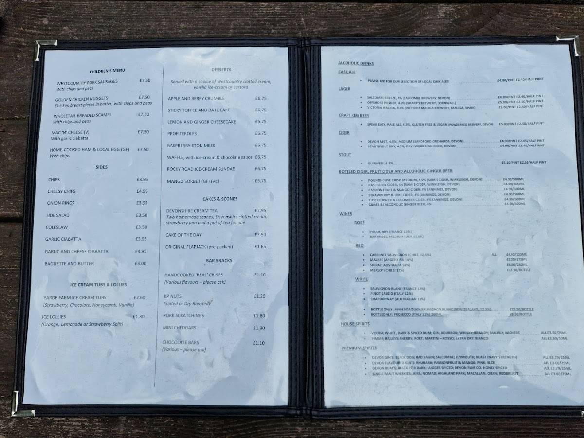 Menu at Fingle Bridge Inn pub & bar, Drewsteignton