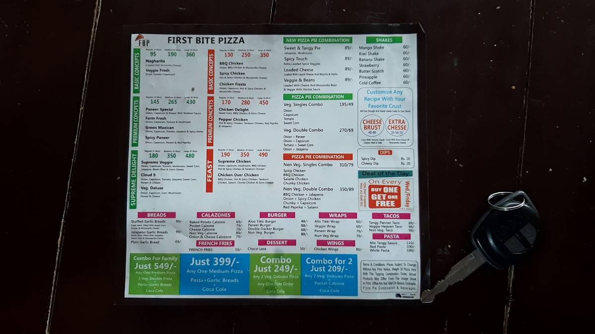 Menu at First Bite Pizza, Kurali