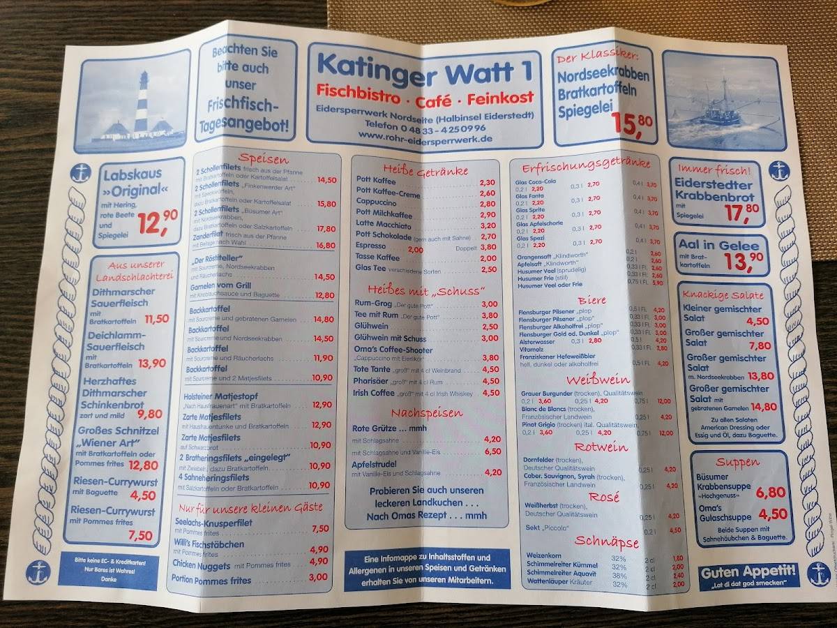 Menu at Fischbistro Katinger Watt 1 cafe, Tönning