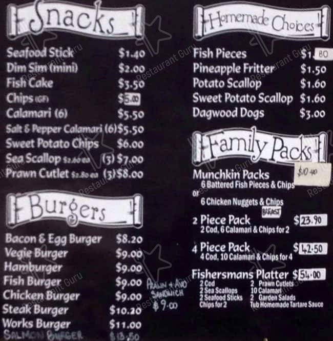 Menu at Flinders Seafood & Bar, Sandgate