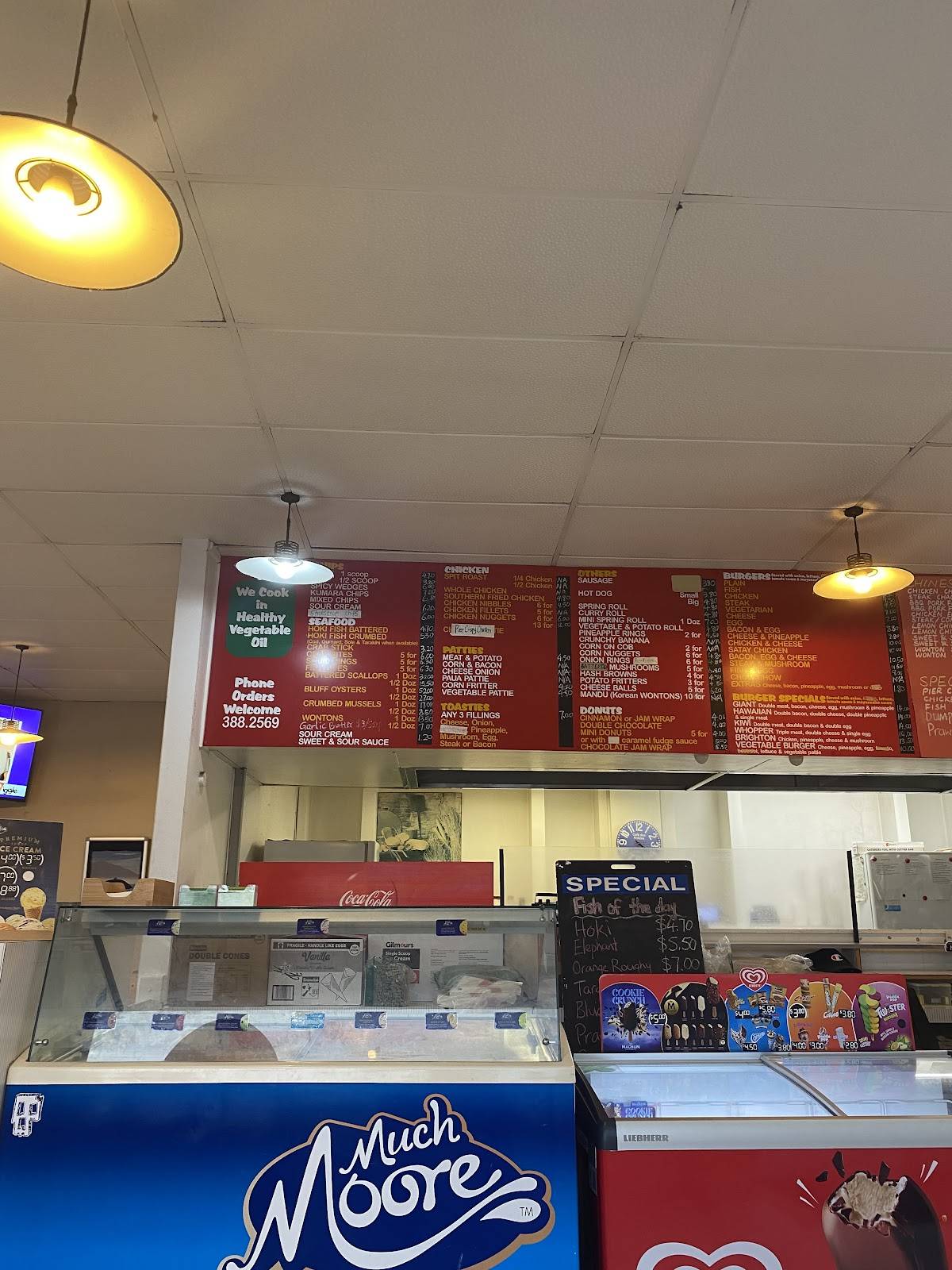 Menu at Fish 'n' Chicken restaurant, Christchurch