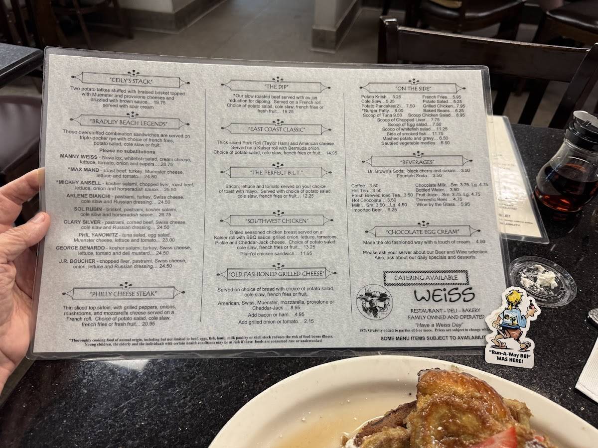 Menu at Fisher’s Deli (formerly Weiss Deli) restaurant, Henderson