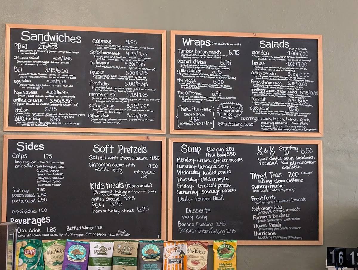 Menu at Five Loaves cafe, Monticello
