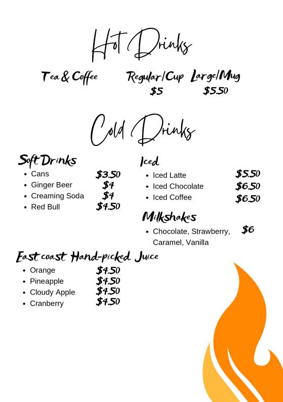 Menu at Flare Restaurant, Port Macquarie