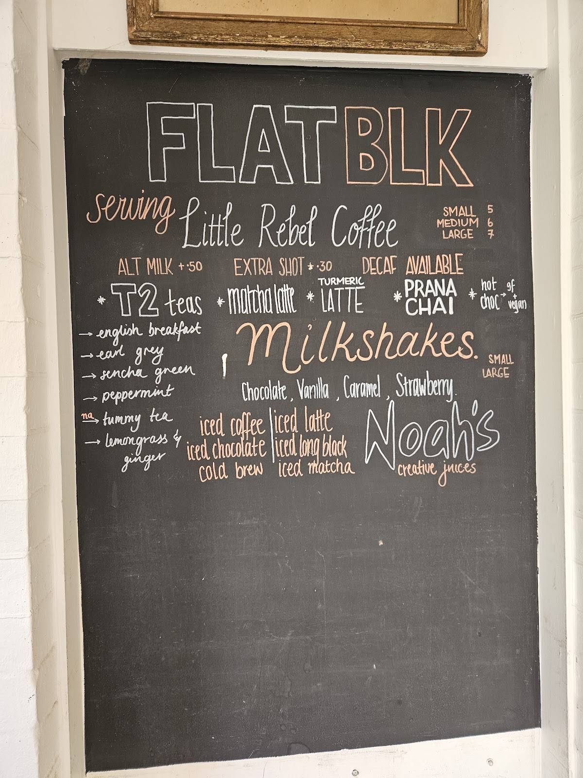 Menu at Flat Blk cafe, Sorrento