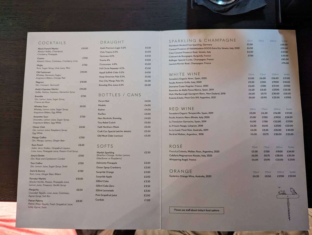 Menu at Flight pub & bar, Newcastle upon Tyne