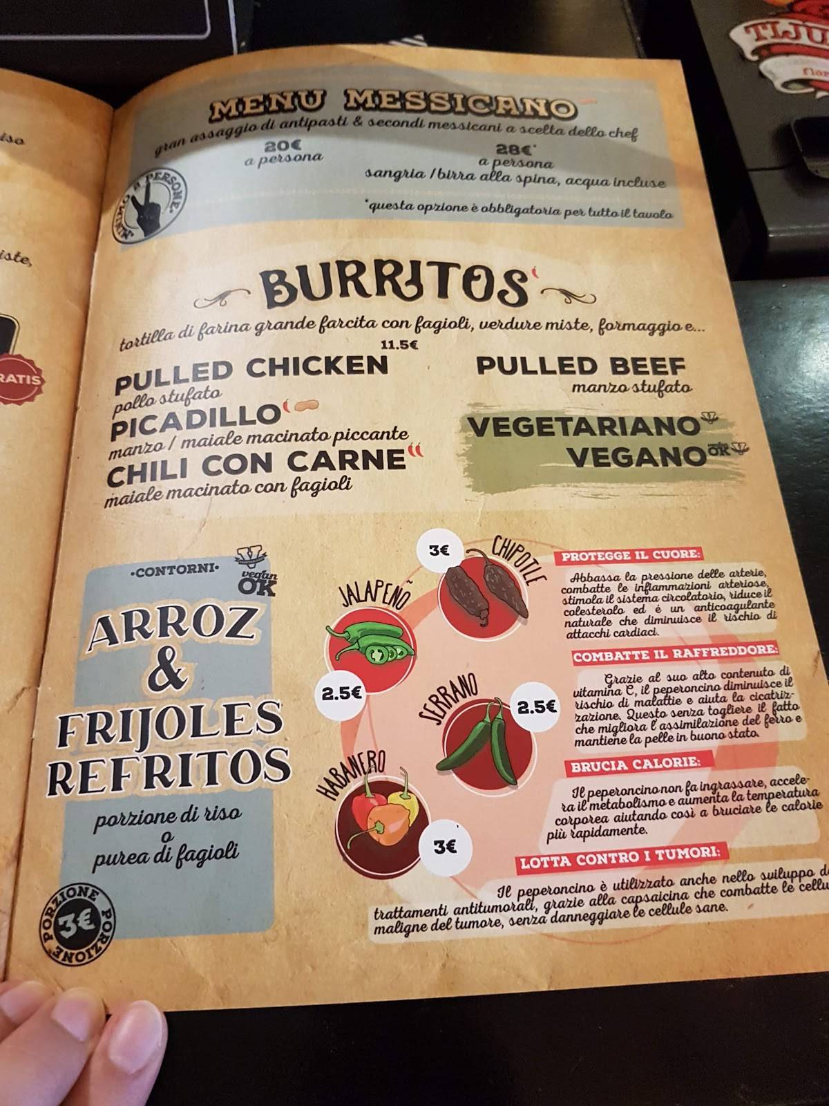 Menu da Tijuana Mexican Grill ristorante, Firenze, Via Il Prato