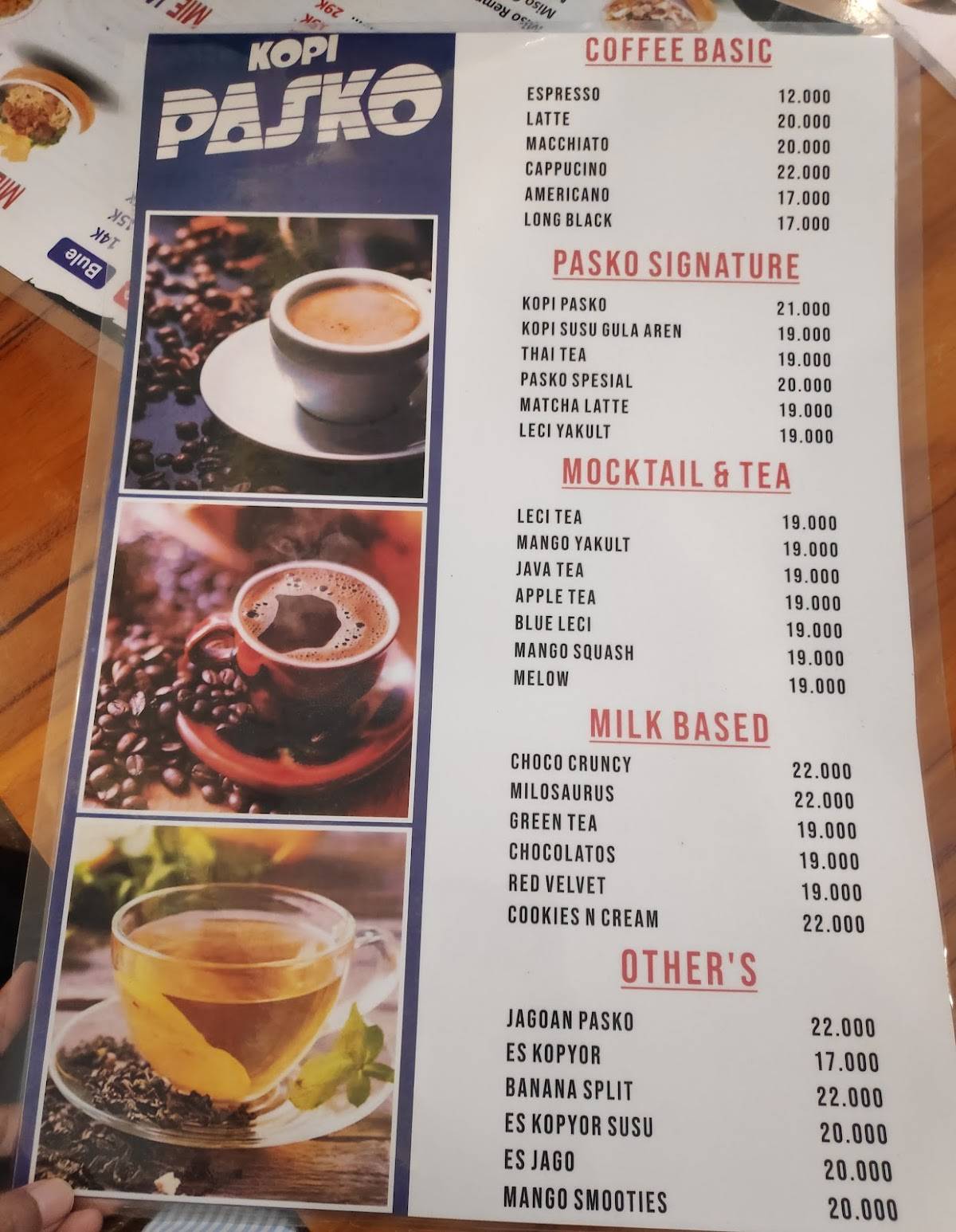 Menu at Food Court Teras Kayu restaurant, Pekanbaru