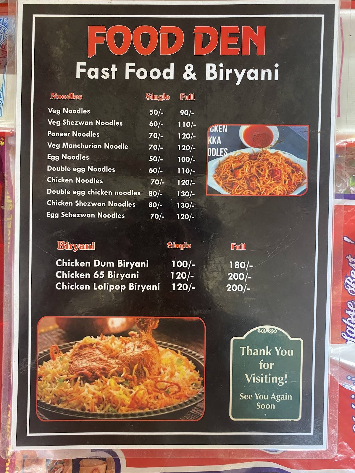 Menu at FOOD'SS DEN, Hyderabad, Shiva Shankar Colony