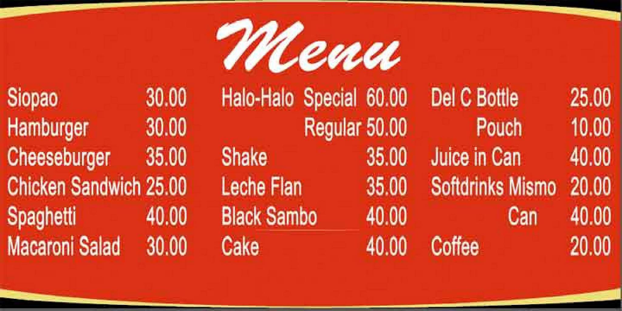 Menu at Food Haus restaurant, Molave, 3FXP+9HF