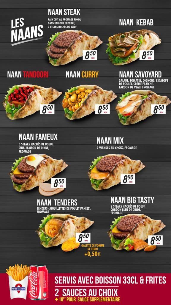 Carta del restaurante Food Station Rouen, Ruan