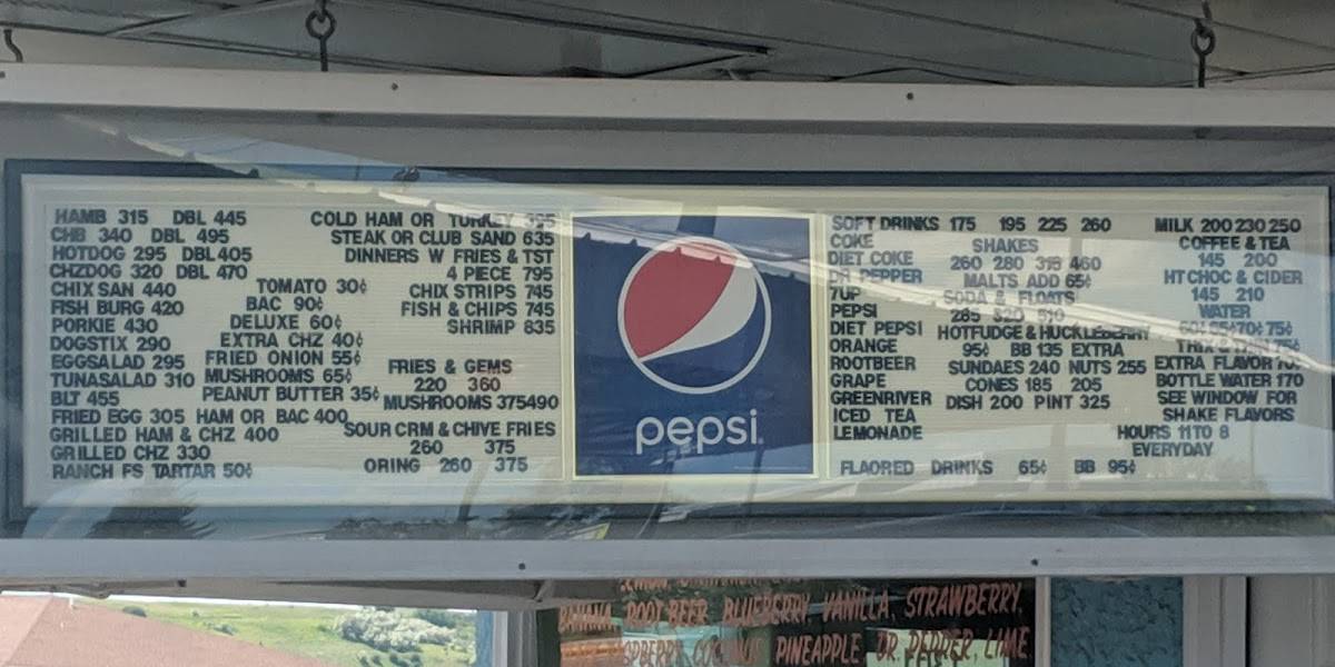 Menu at Ford's Drive-In restaurant, Great Falls