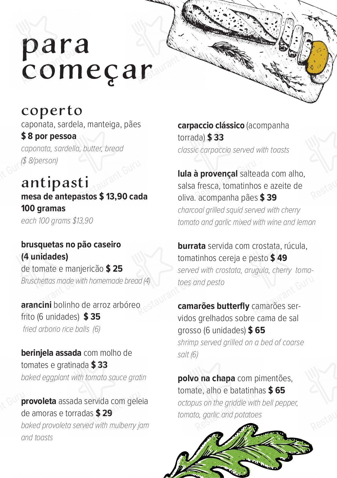 Menu em Forneria Copacabana pizzaria, Curitiba, Av. Iguaçu