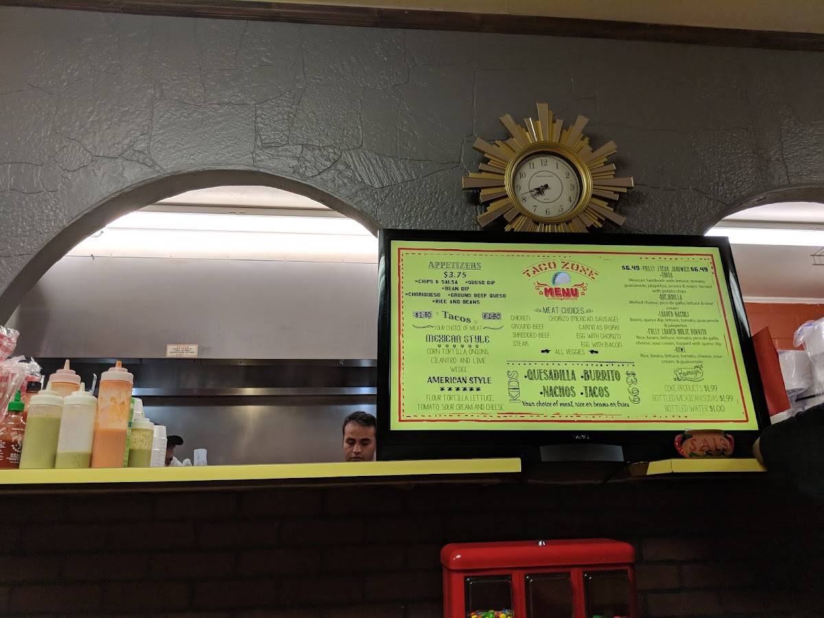 Menu at Taco Zone restaurant, Fort Wayne