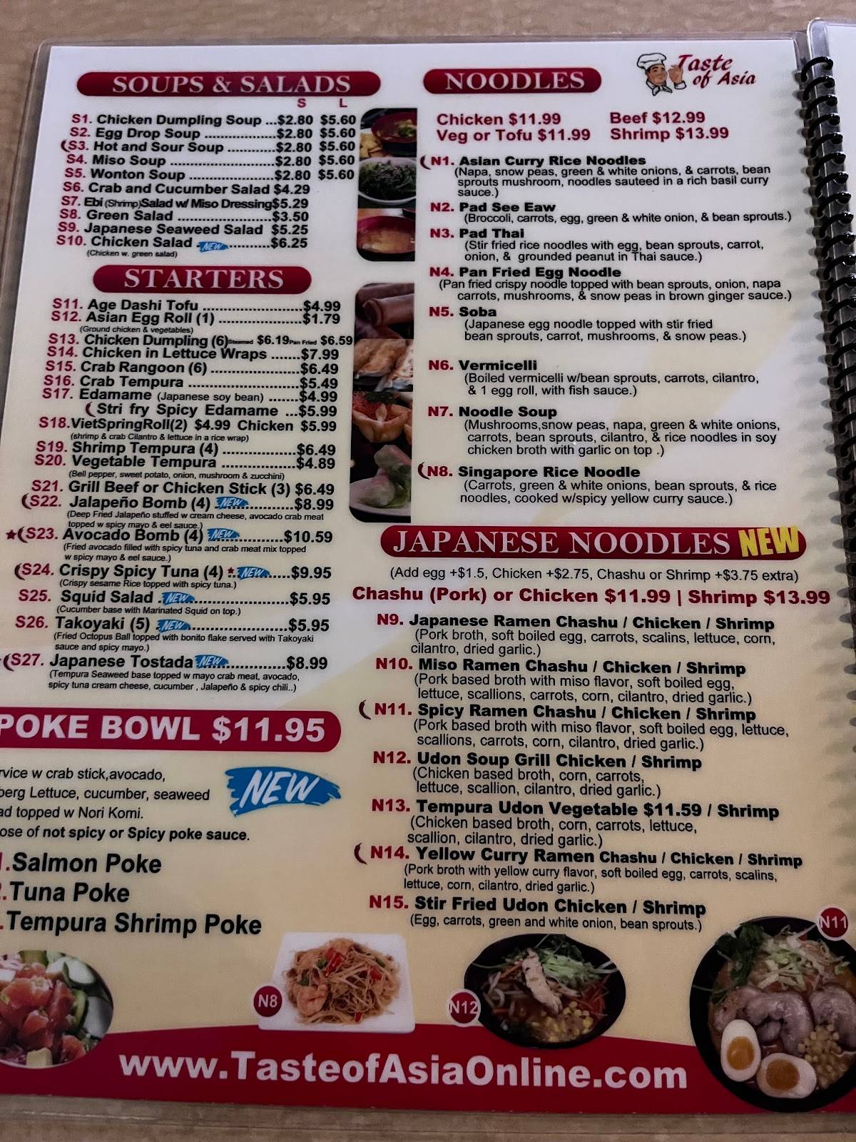 Menu at Taste of Asia restaurant, Fort Worth, N Beach St ste250