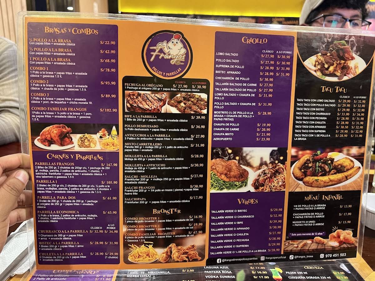 Carta de Frangos brasa - pollos y parrillas, Lima