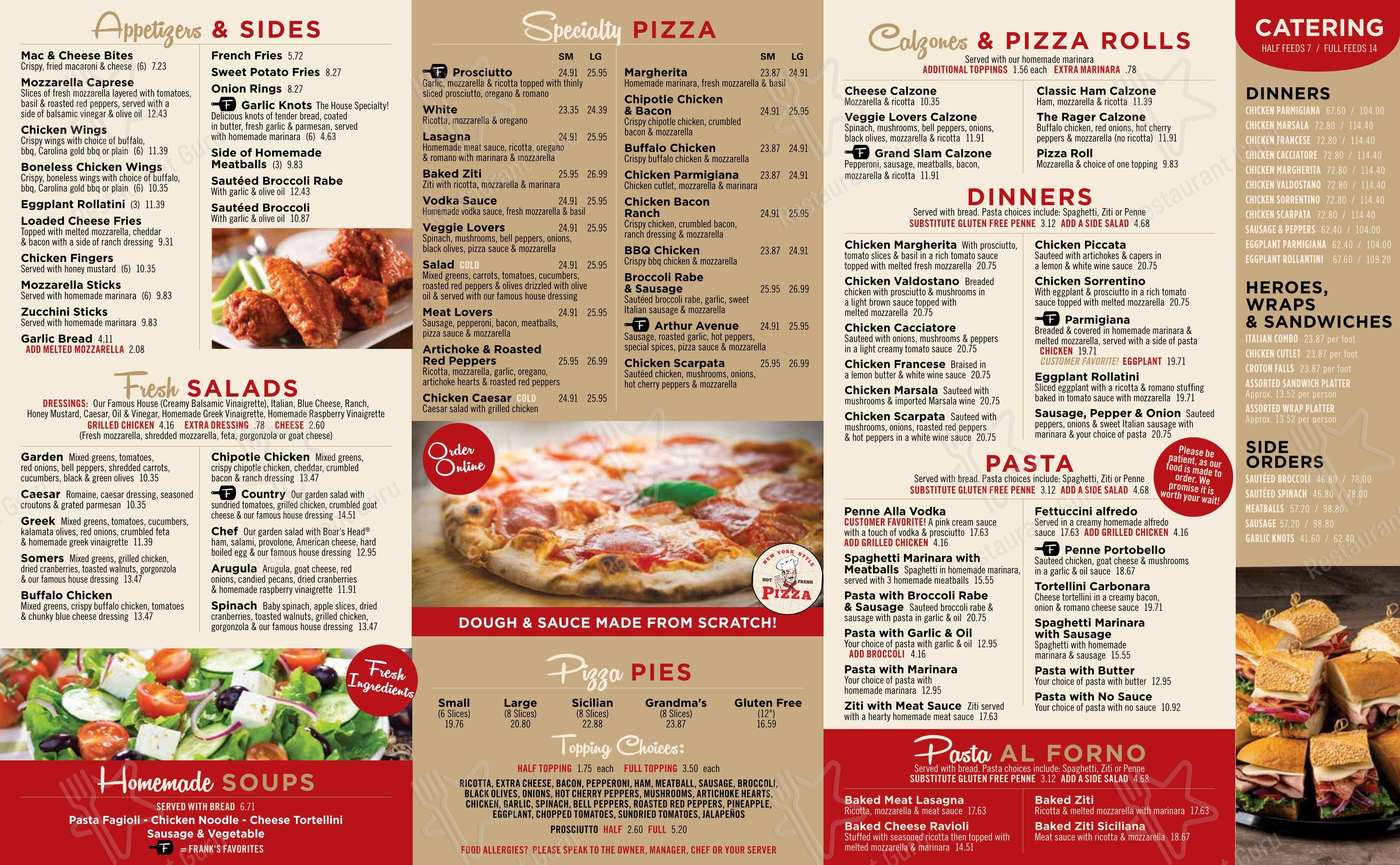 Menu at Frank's Pizzeria, Croton Falls