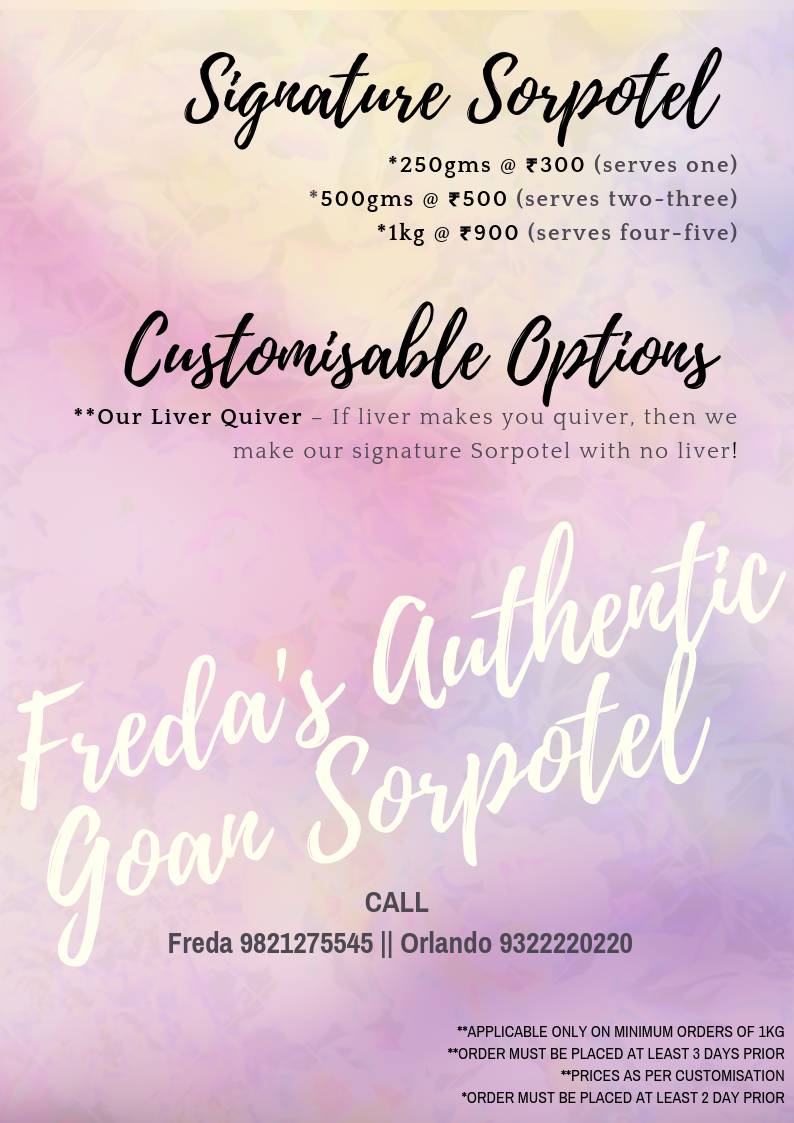 Menu at Freda's Authentic Goan Sorpotel, Mumbai