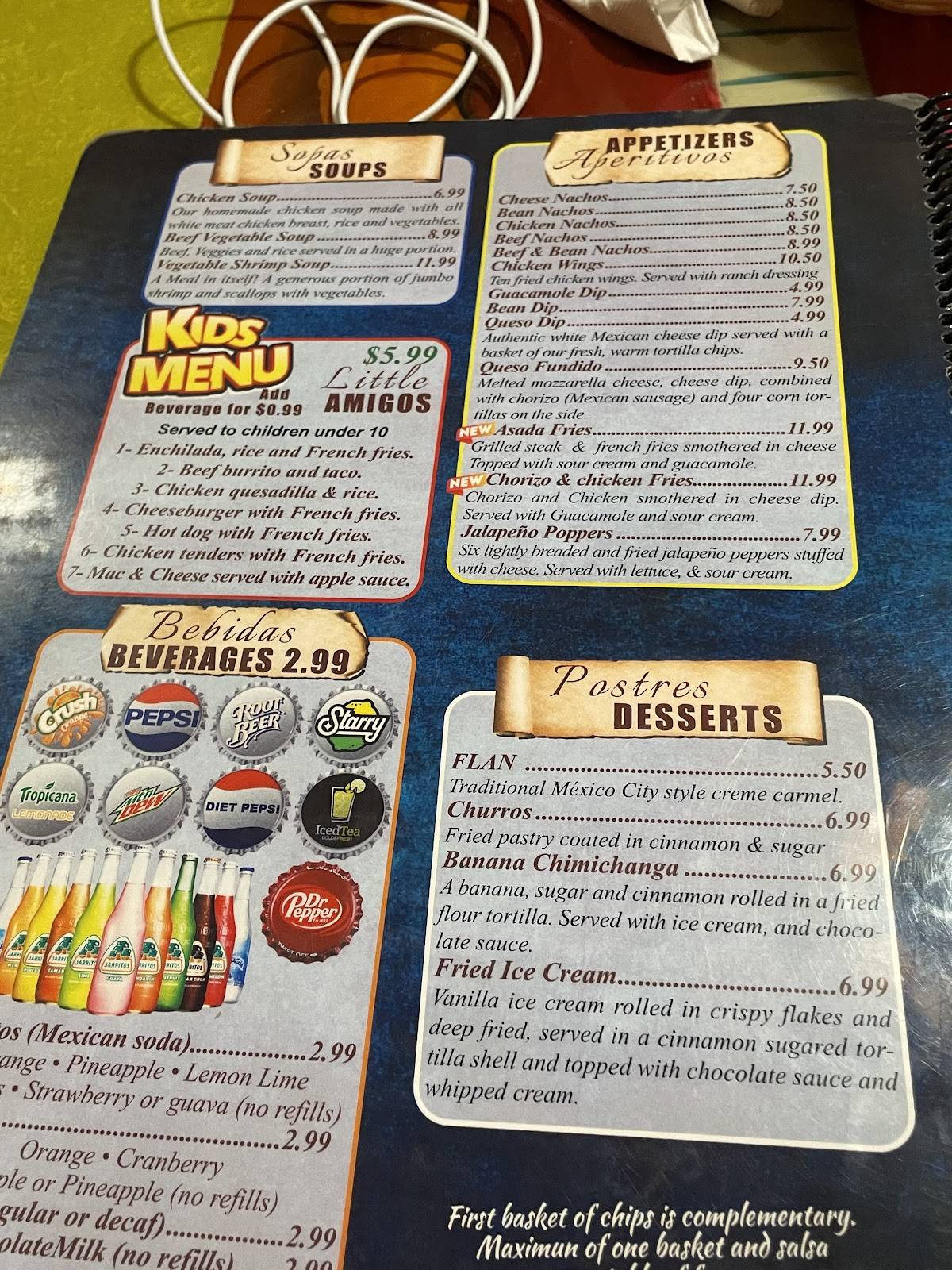 Menu at Casa Fiesta restaurant, Fremont