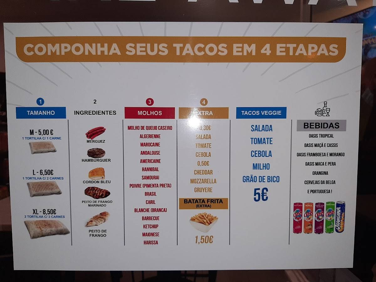 Menu em French Tacos & Co restaurante, Lisboa