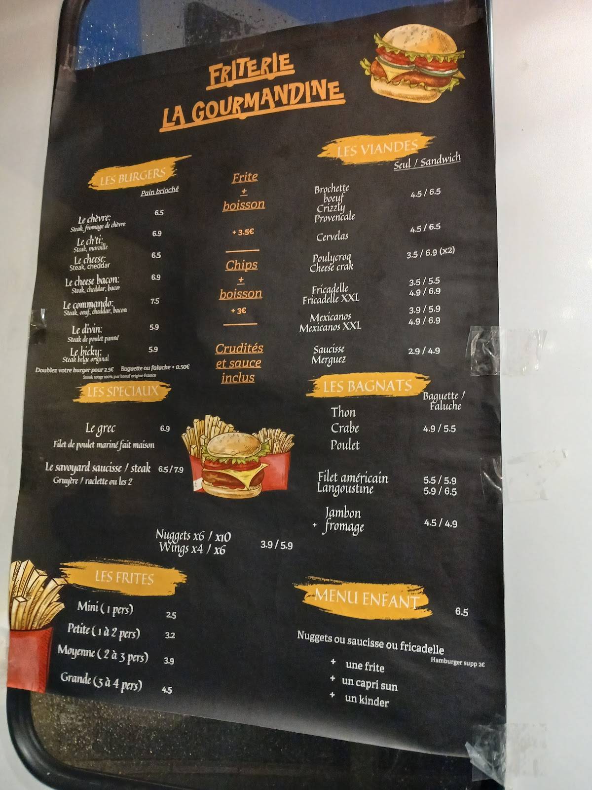 Menu au Friterie La Gourmandine restaurant, Oignies