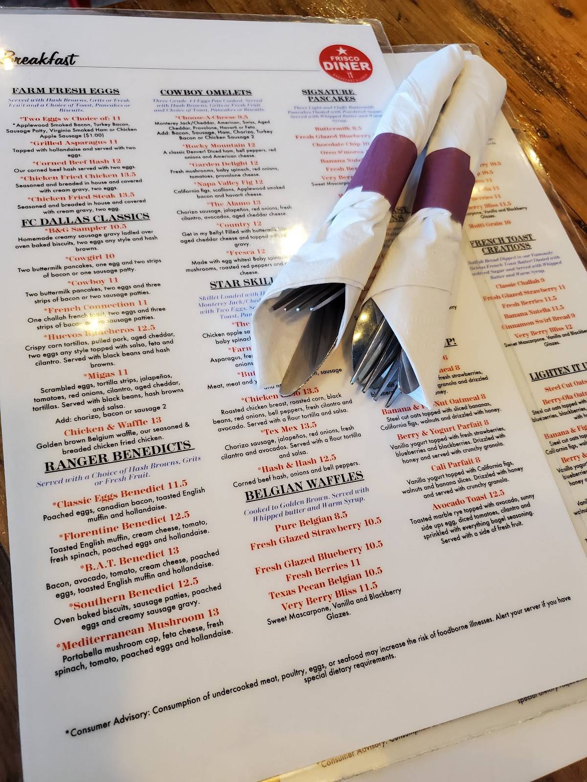 Menu at Frisco Diner cafe, Frisco, Dallas Pkwy