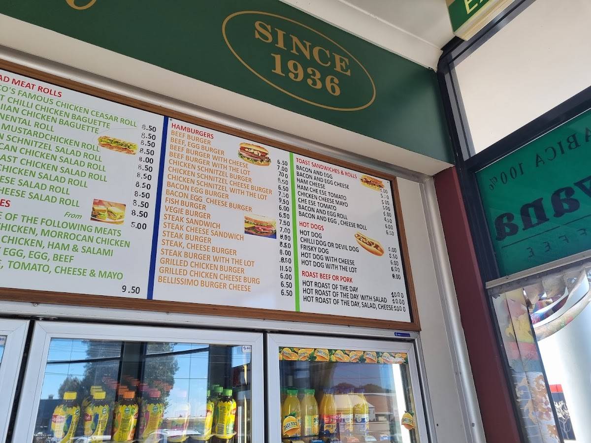 Menu at Frisco's Cafe, Belmont
